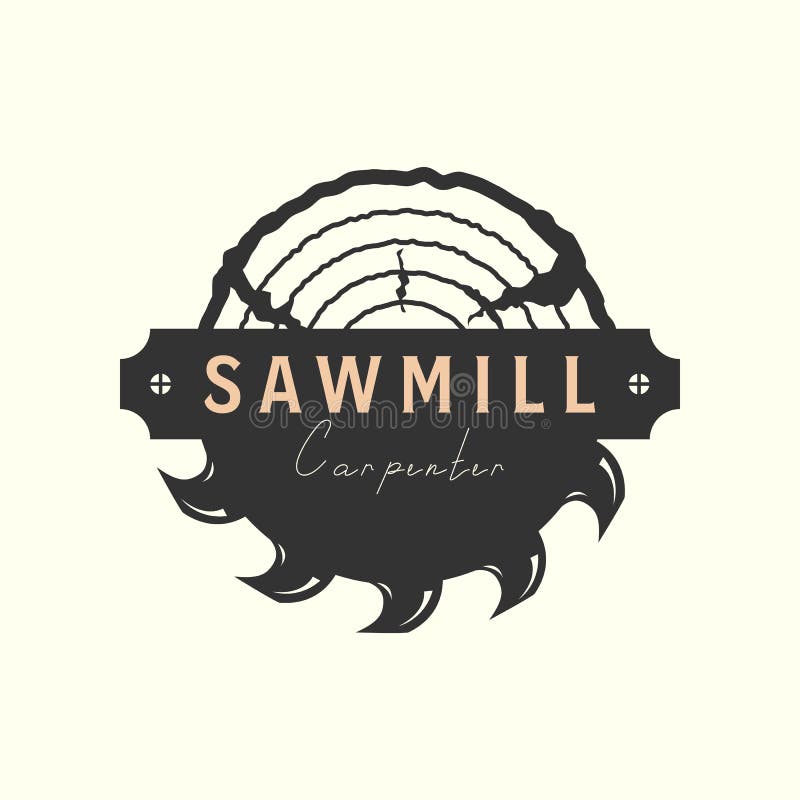 Sawmill Vintage Logo Vector Template Illustration Design. Carpenter or ...