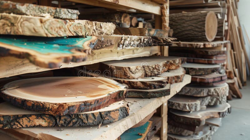 Sawmill Warehouse. Sliced Tree Trunks. Logging. Wood Storage Stock ...