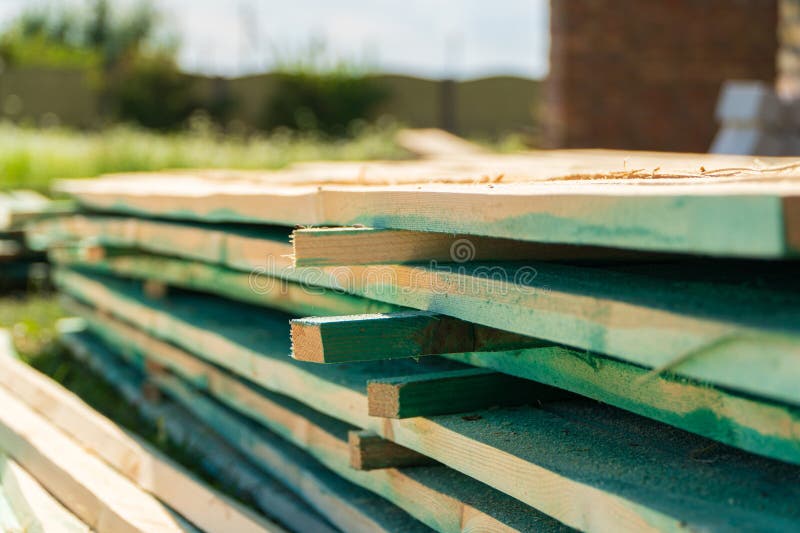 Sawmill. Wood Timber Stack of Wooden Blanks Construction Material Stock ...
