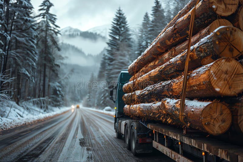 Sawn Logs Being Transported, Clean Backdrop, Ample Space for Text Stock ...