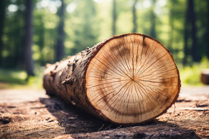 Sawn Off Tree in a Forest, Generative AI Stock Illustration ...