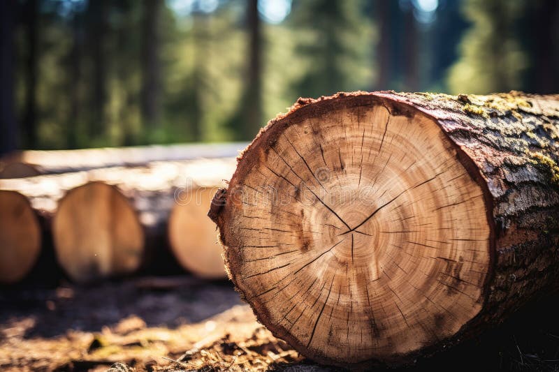 Sawn Off Trees in a Forest stock illustration. Illustration of sawing ...