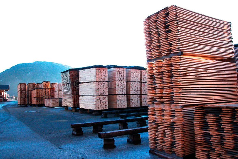Sawn Timber Storage in the Wood Industry Stock Photo - Image of site ...