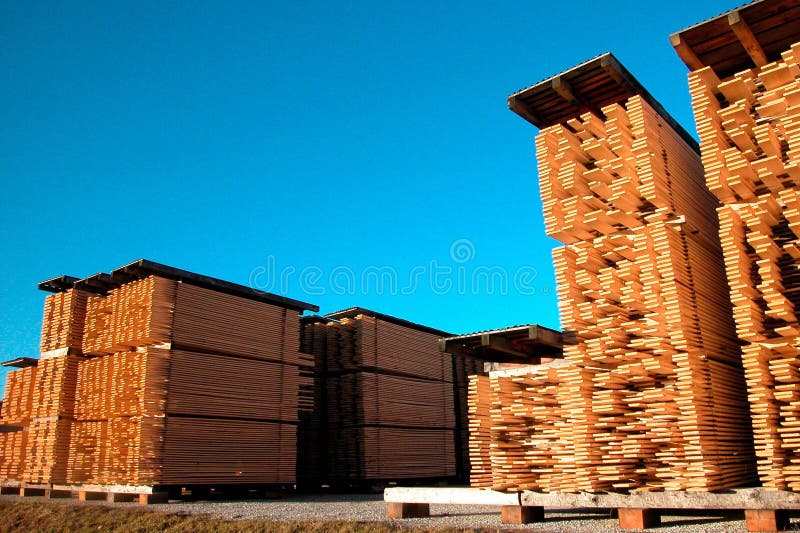 Sawn Timber Storage in the Wood Industry Stock Photo - Image of sawn ...