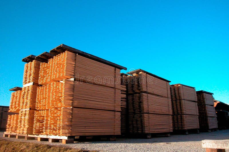 Sawn Timber Storage in the Wood Industry Stock Photo - Image of area ...