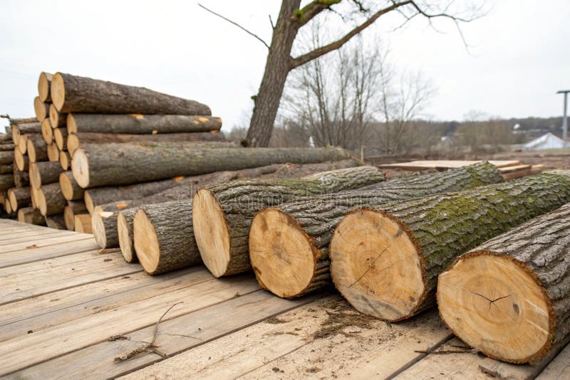 Sawn Tree Trunks: a Natural Cross-Section View Stock Illustration ...