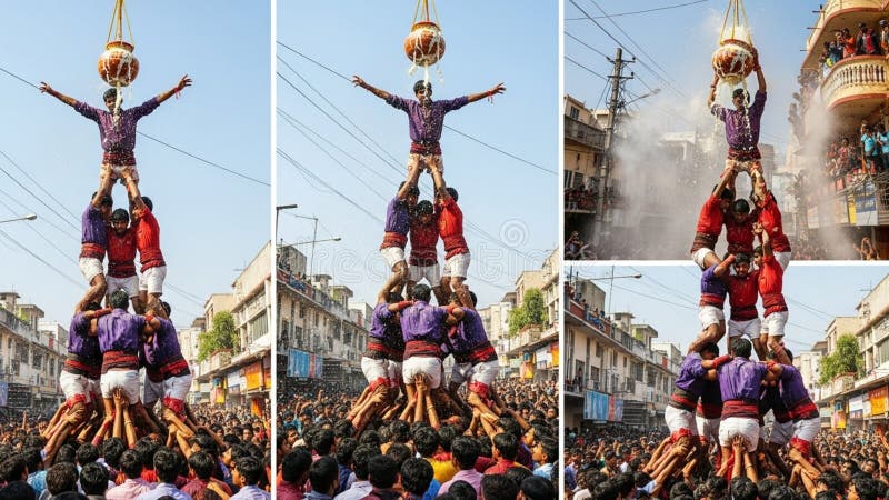 Dahi Handi Festival Celebration in India Stock Illustration ...