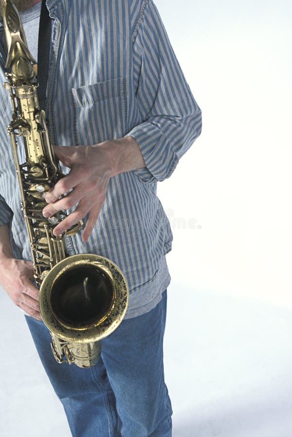 Handsome Man Playing the Saxophone Stock Image - Image of white, player ...