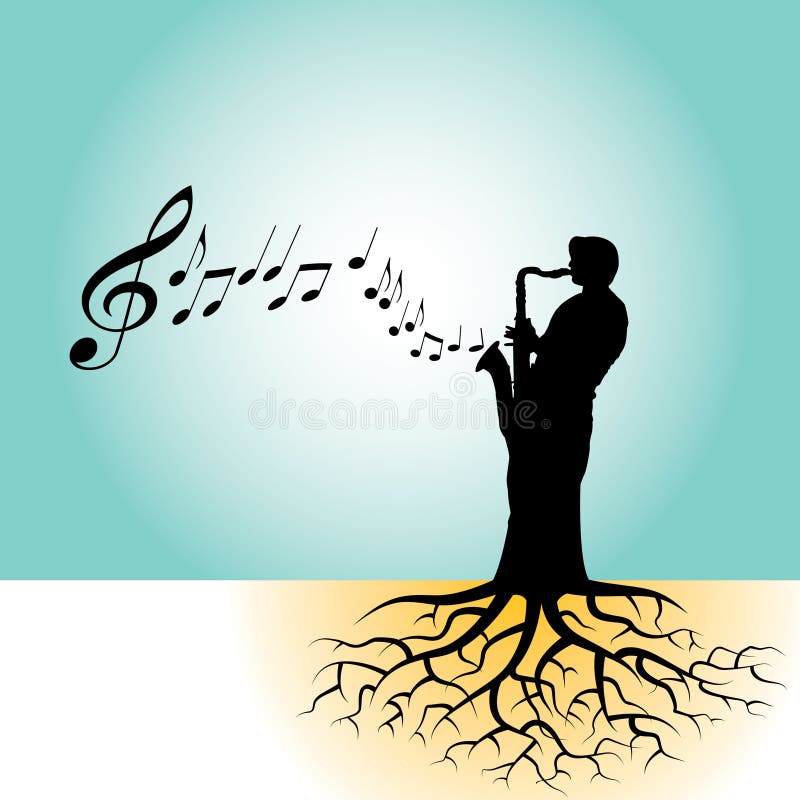 Sax man with roots stock vector. Illustration of copy - 6027588