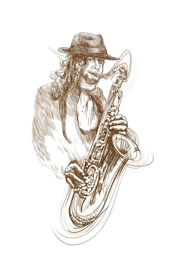 Sax player stock illustration. Illustration of listen - 27078649