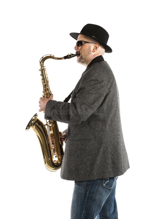 Adult Sax Player with His Instrument Stock Photo - Image of melody ...