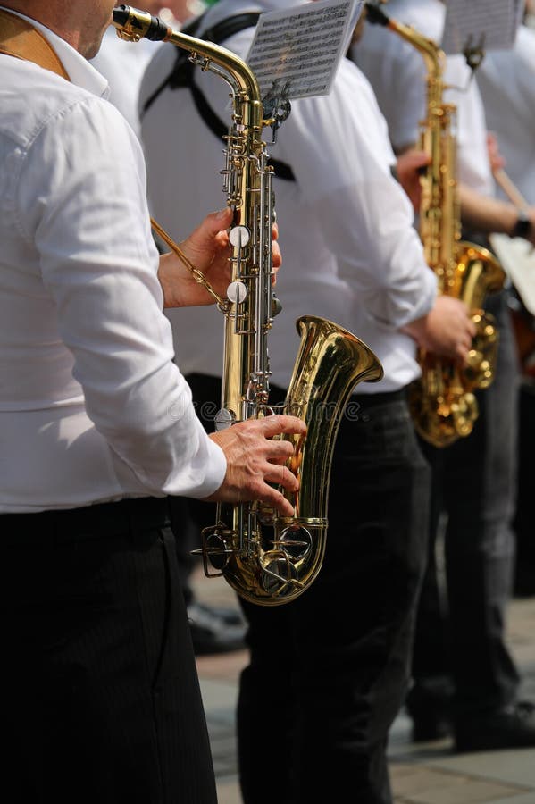 Sax Player of the Band during the Musical Event in the Town Square Not ...