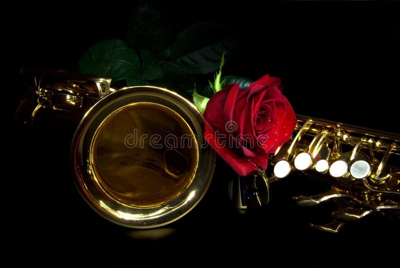 Sax and rose stock image. Image of isolated, musical - 15462735