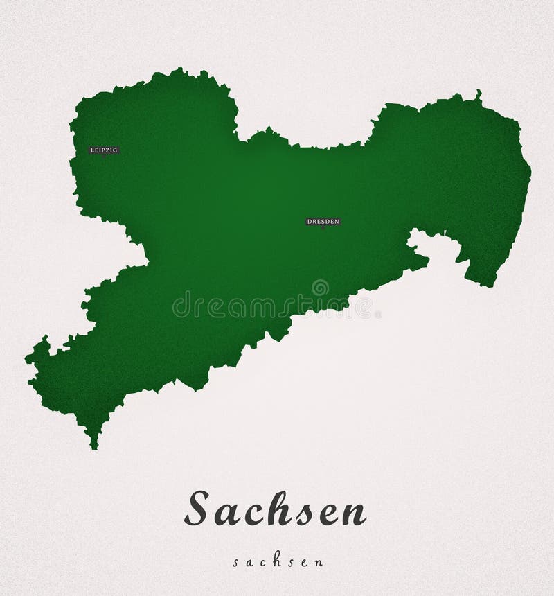 Carte De Saxe De L'Allemagne Avec L'illustration Allemande De Drapeau ...