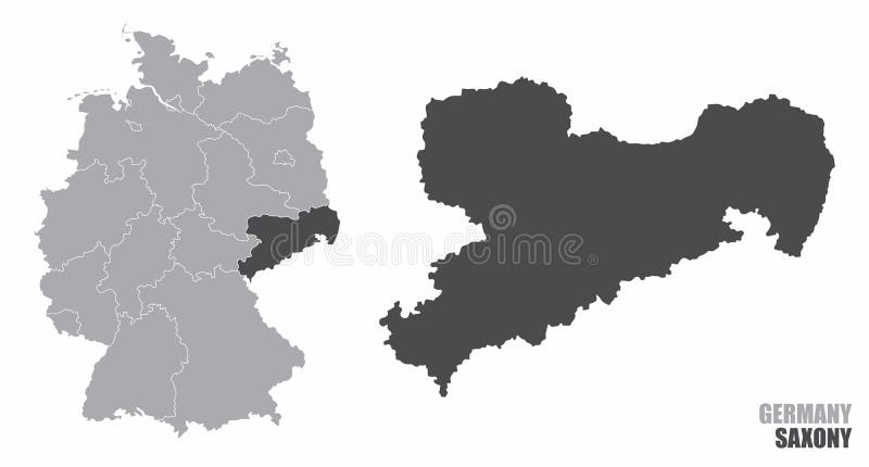 Saxony silhouette map stock illustration. Illustration of capital ...