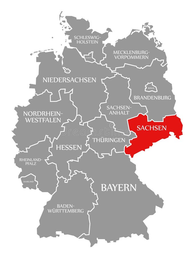 Saxony Red Highlighted in Map of Germany Stock Illustration ...