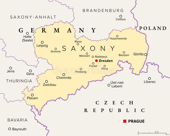 Saxony, a State in Germany, Political Map with Capital Dresden Stock ...