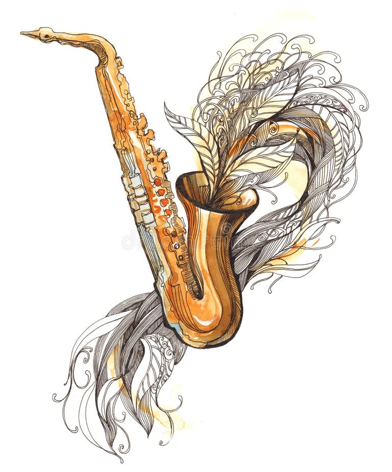 Alto Saxophone Drawing Stock Illustrations – 123 Alto Saxophone Drawing ...