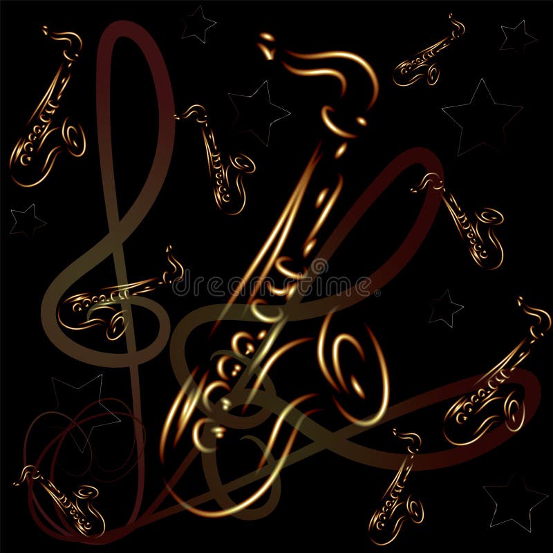 Saxophone on Abstract Background Stock Vector - Illustration of cool ...