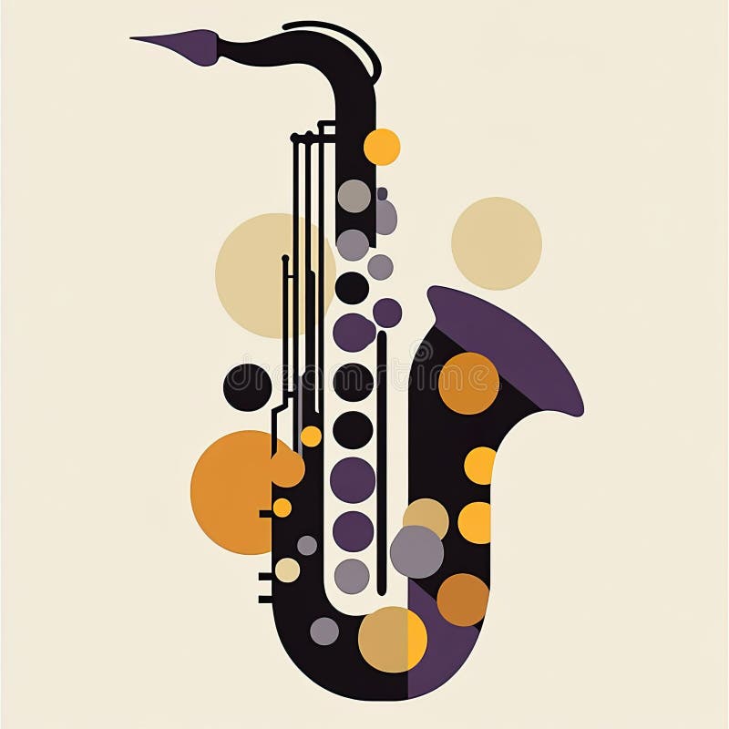 Saxophone Art Design Surrounded by Foliage on White Stock Image - Image ...