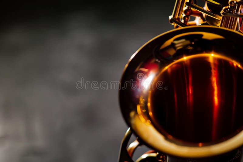 Saxophone Bell Closeup, the Rest of the Horn Falling into Shadow Stock ...