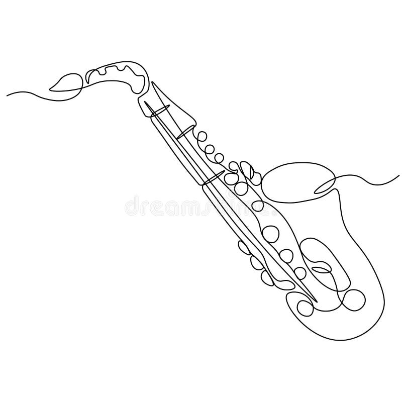 Saxophone Continuous Line Vector Illustration. Single Line Drawing of ...