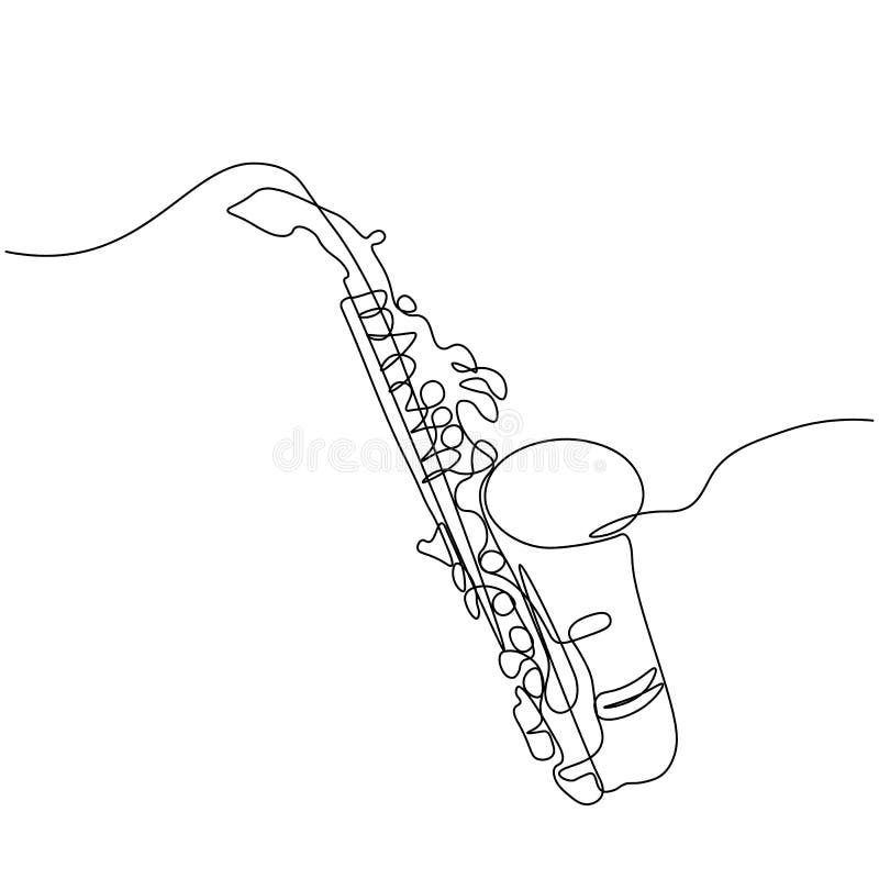 Saxophone Continuous Line Vector Illustration. Single Line Drawing of ...