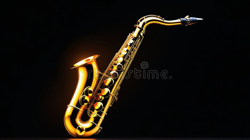 Saxophone with Flames and Glowing Light in Semi-Abstract Style Stock ...