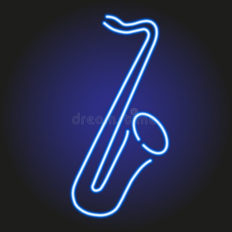 Saxophone Glowing Green Neon Outline On Dark Background Illustration ...