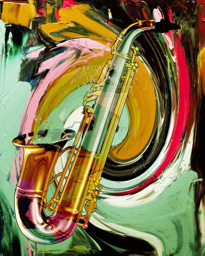 Colorful Saxophone With Composed Music Elements Stock Vector ...