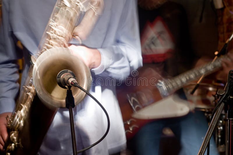 Saxophone and guitar stock photo. Image of casual, live - 18334740