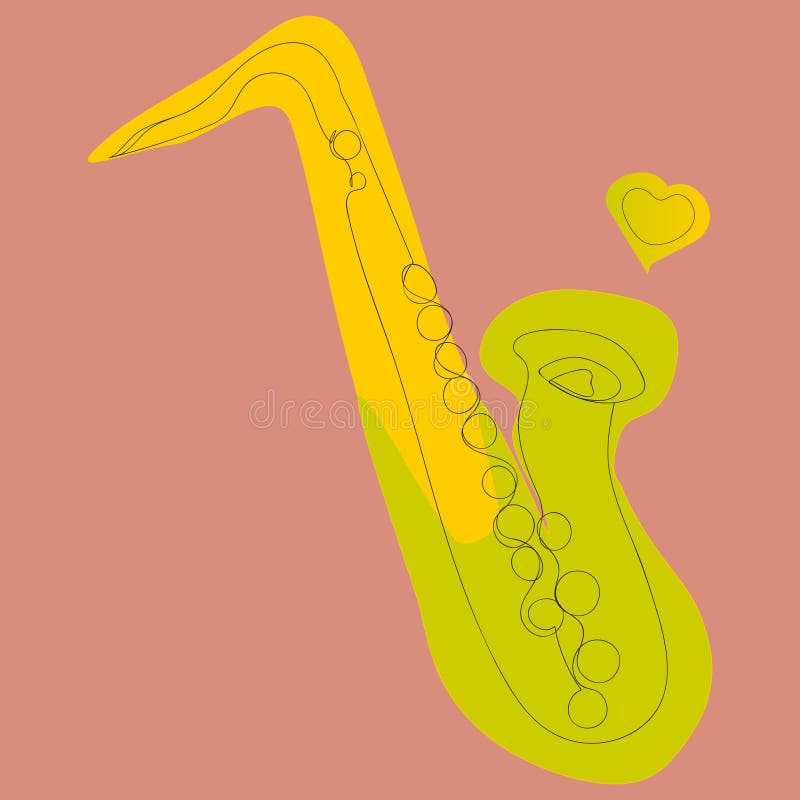Saxophone with Gradient Heart on a Pink Background. Stock Vector ...