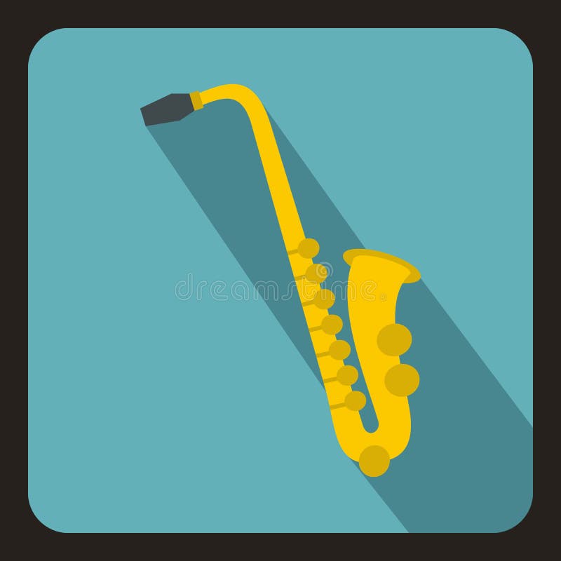 Saxophone icon, flat style stock illustration. Illustration of flat ...