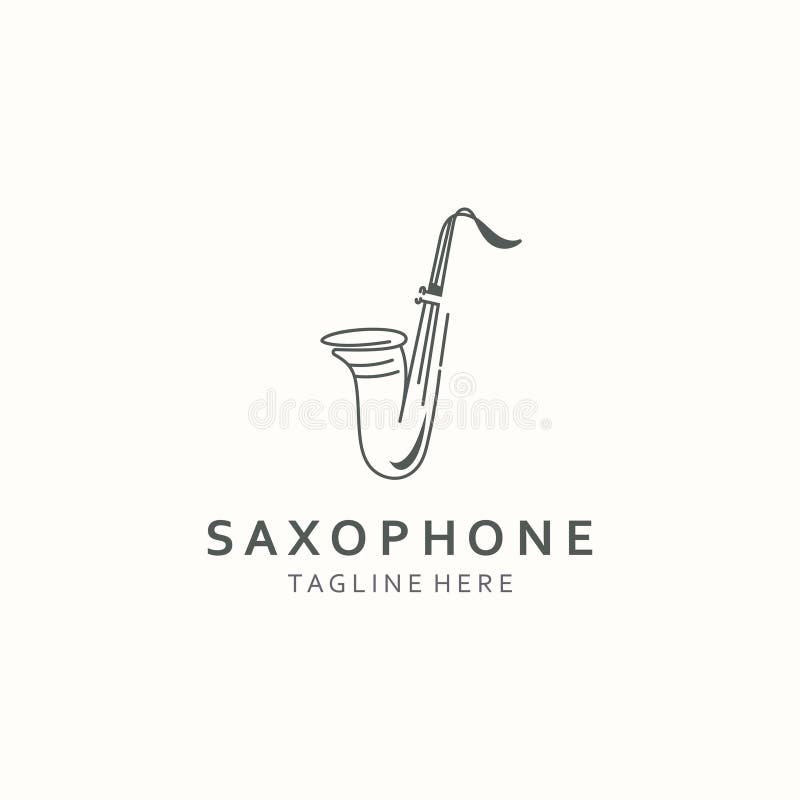 Saxophone Music Logo Design Simple Modern and Minimalist Illustration ...