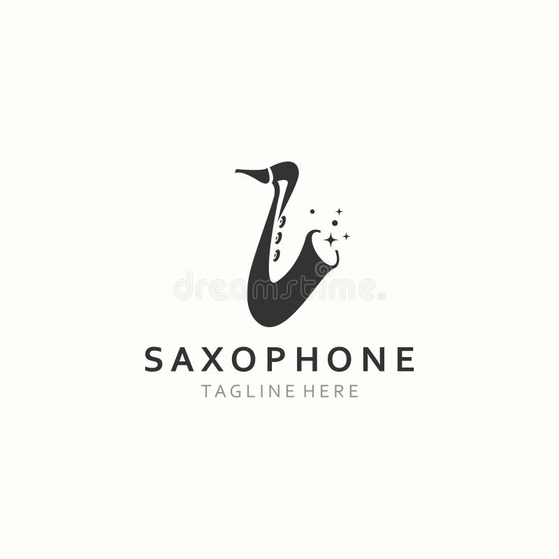 Saxophone Music Logo Design Simple Modern and Minimalist Illustration ...