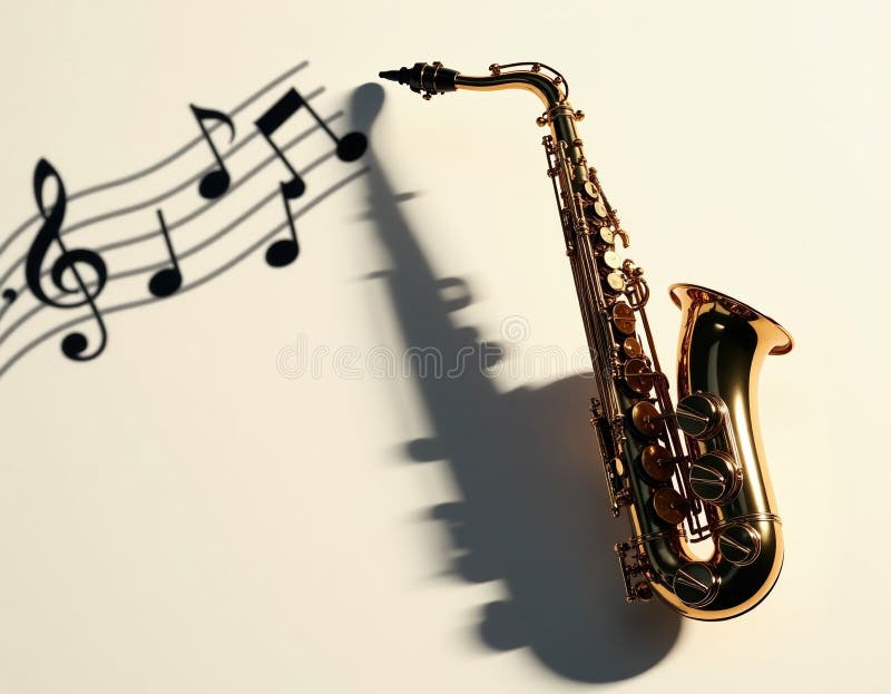 Saxophone and Music Notes Shadow Stock Illustration - Illustration of ...