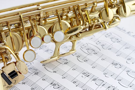 Saxophone and note part stock photo. Image of color, band - 2508806