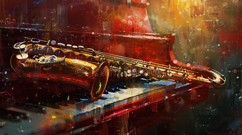 Saxophone on Piano Keyboard Stock Photo - Image of performance, classic ...