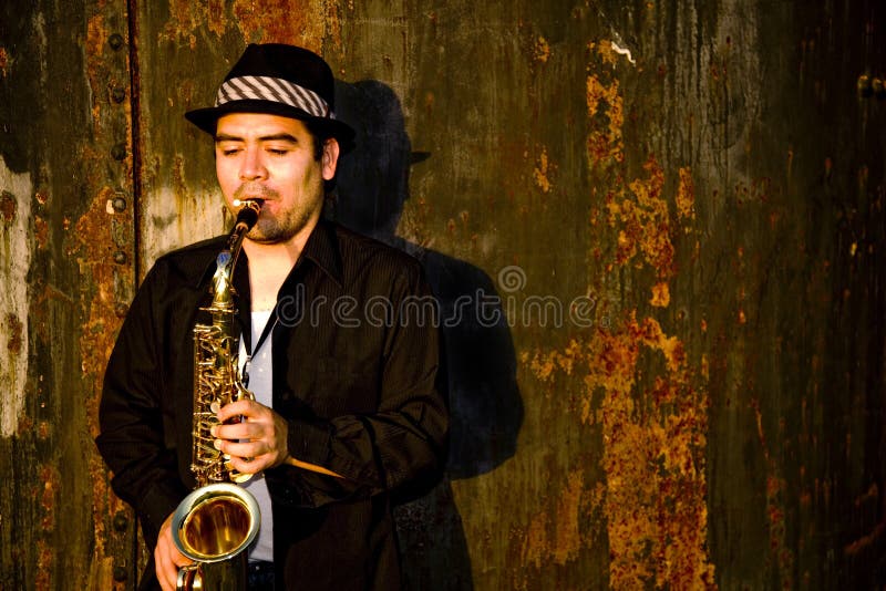 Saxaphone Man 5 stock photo. Image of aged, elderly, outside - 69702