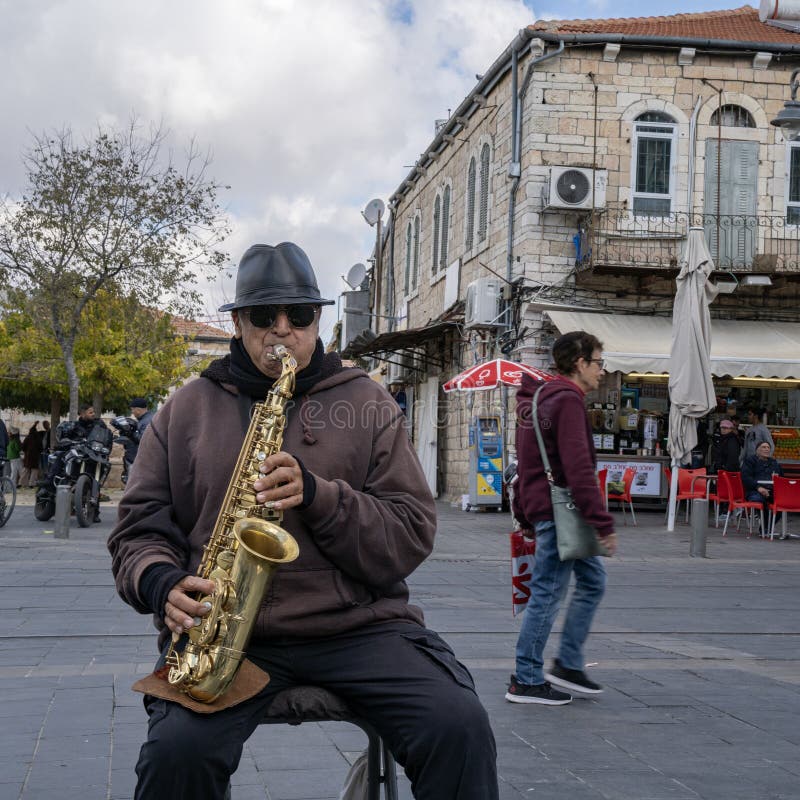 A Saxophone Player on a Jerusalem, Israel, Street Editorial Image ...