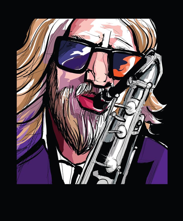 Saxophone Player in a Street of New-York Stock Vector - Illustration of ...