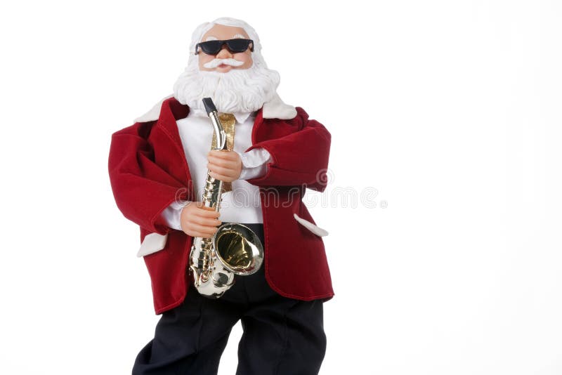 Saxophone Playing Santa Clause Isolated Stock Photo - Image of winter ...