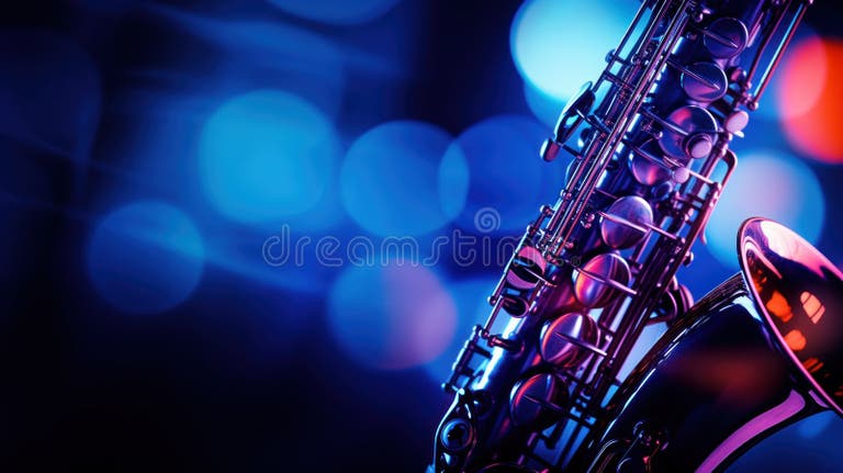 A Saxophone is Shown in Front of a Bright Light, AI Stock Illustration ...