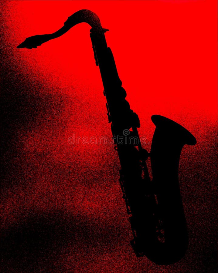 Saxophone Red Silhouette stock vector. Illustration of vector - 237173268