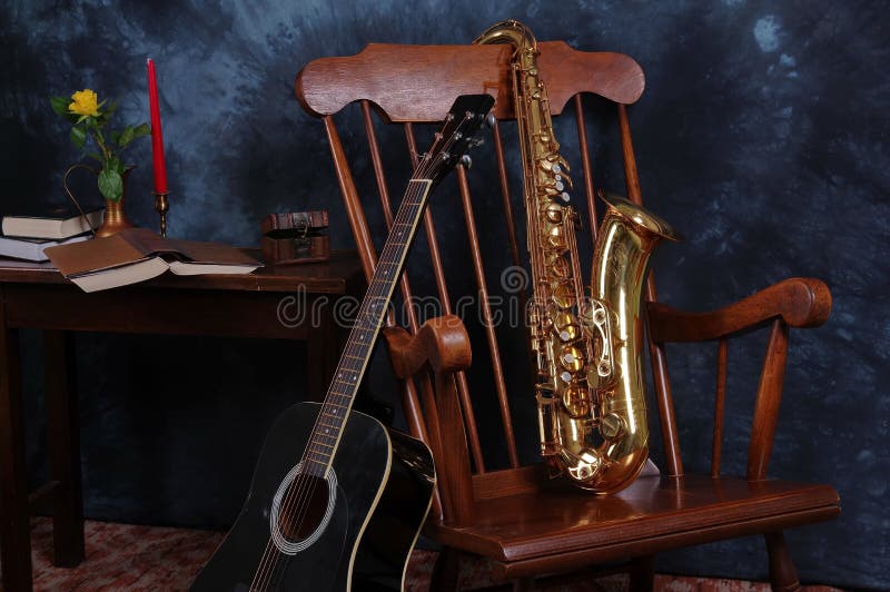 Saxophone Still Life stock photo. Image of copper, carpet - 69284590