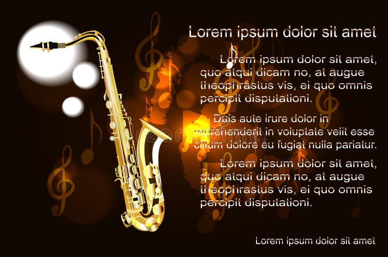 Saxophone, the Text on the Background of Musical Notes Stock Vector ...