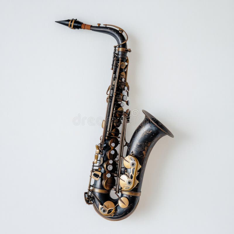 Saxophone on a White Background, Top View. Musical Instrument Stock ...