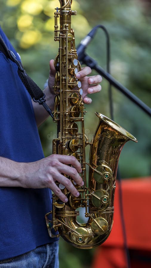 Saxophonspieler stockfoto. Bild von leistung, konzert - 44744102