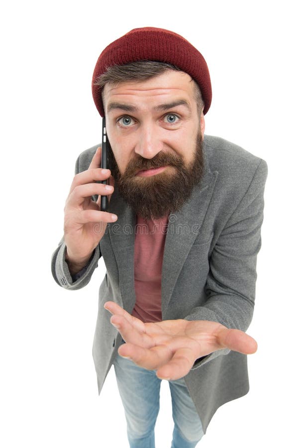 Say it with Cell Phone. Caucasian Guy Making a Call with Portable ... Say it with Cell Phone. Caucasian Guy Making a Call with Portable ...