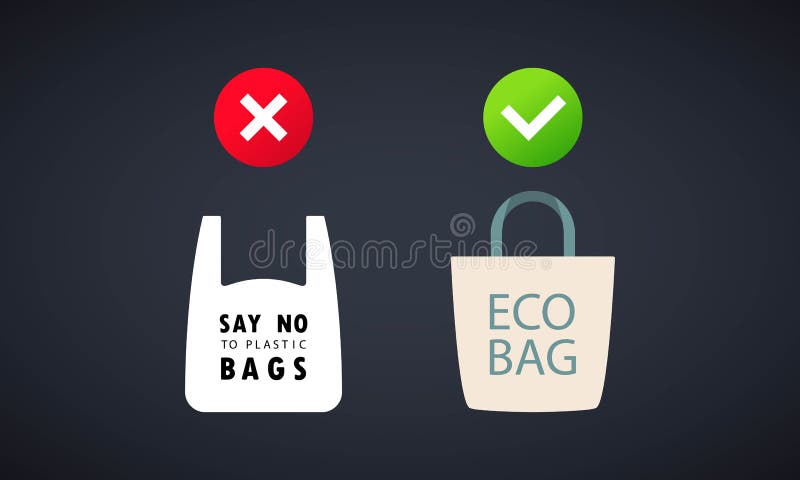 Say No To Plastic Bag Banner. Use Cloth Bags. Pollution Problem Concept ...